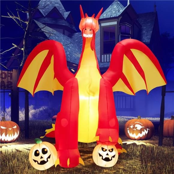 Holiday | 1 Ft Halloween Inflatable Fire Dragon With Builtin Led Lights ...